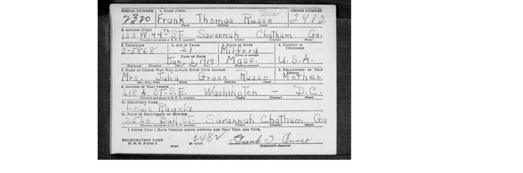 Private First Class Frank Thomas Russo - 17th Armored Engineer ...