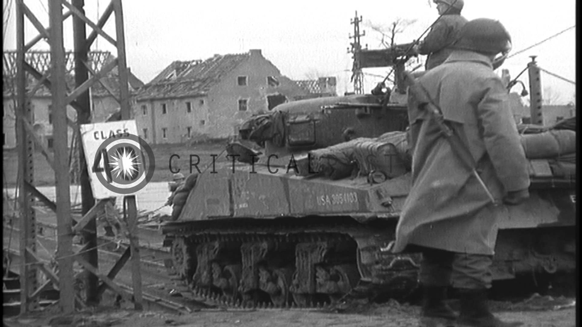 Treadway bridge crossing the Ruhr River on February 26, 1945 at Julich ...