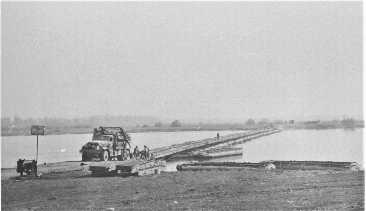 Treadway bridge "Roosevelt Bridge" across the "Elbe river", at ...