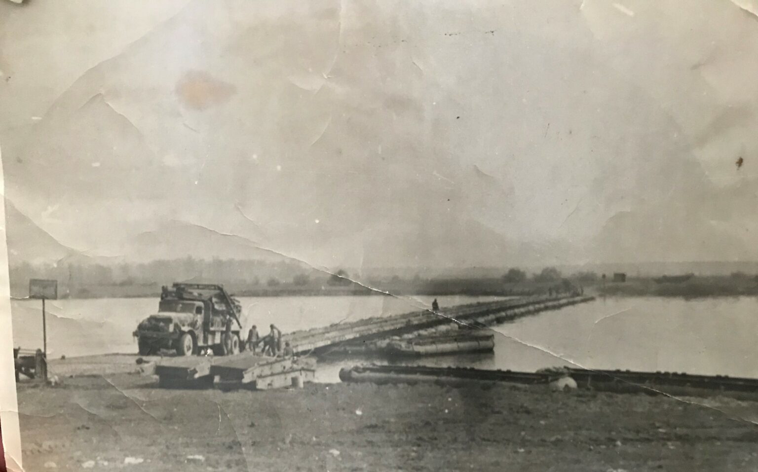 Treadway bridge "Roosevelt Bridge" across the "Elbe river", at ...